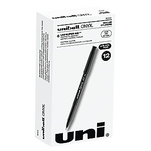 uni-ball Onyx Rollerball Pens Fine Point, 0.7mm, Black, 12 Pack