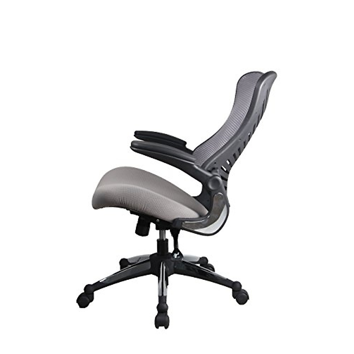 OFFICE FACTOR Grey Mesh Executive Ergonomic Computer Office Chair Flip-up Arms Lumbar Support Molded Foam Seat Adjustable Height Home Office Desk Chair BIFMA Passed (Grey)