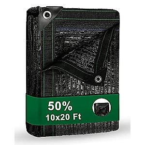 vensovo 50% Sunblock Shade Cloth Net Black Resistant - 10x20 Ft Garden Shade Mesh Tarp for Plant Cover, Greenhouse, Chicken Coop, Tomatoes, Plants