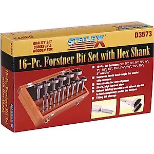 Steelex D3573 Forstner Bit Set with Hex Shank, 16-Piece