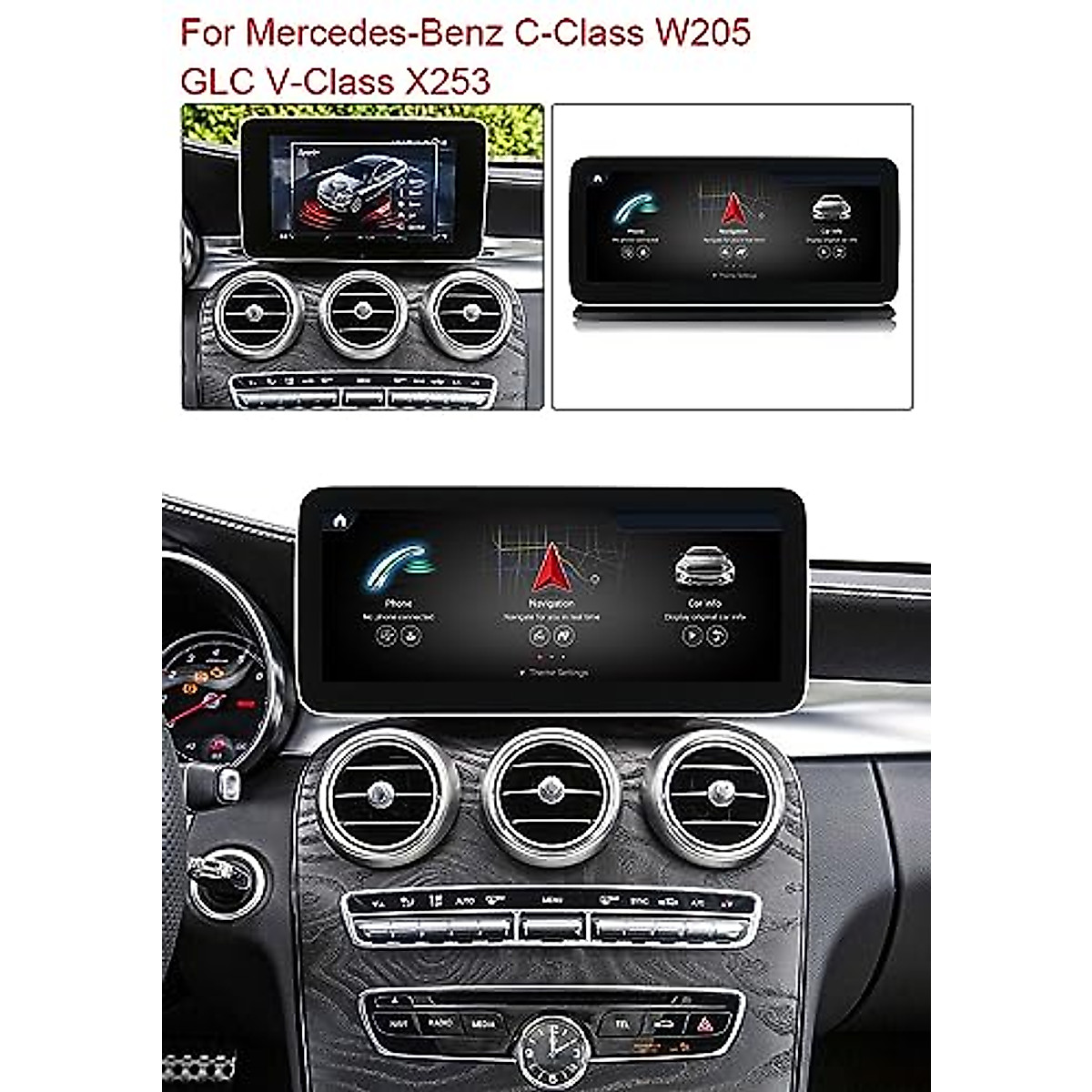 Android 12 Double Din Stereo Car GPS Multimedia Radio for Mercedes-Benz C-Class W205 GLC V-Class Car Stereo Head Unit Support 4G WiFi Bluetooth SWC Carplay,Qualcomm 450 4+64GB 12.5 inch