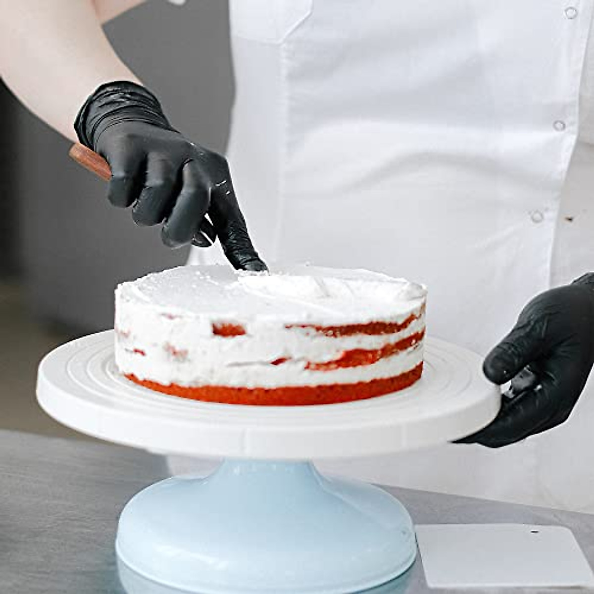 SwiftGrip Disposable Nitrile Exam Gloves, 3-mil, Black Nitrile Gloves Disposable Latex Free for Medical, Cooking & Esthetician, Food-Safe Rubber Gloves, Powder Free, Non-Sterile, 50-ct Box (Small)