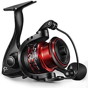 Piscifun Flame Spinning Reels, Lightweight 9+1BB Ultra Smooth Spinning Fishing Reels, Carbon Fiber 19.8Lbs Max Drag, 500, Red