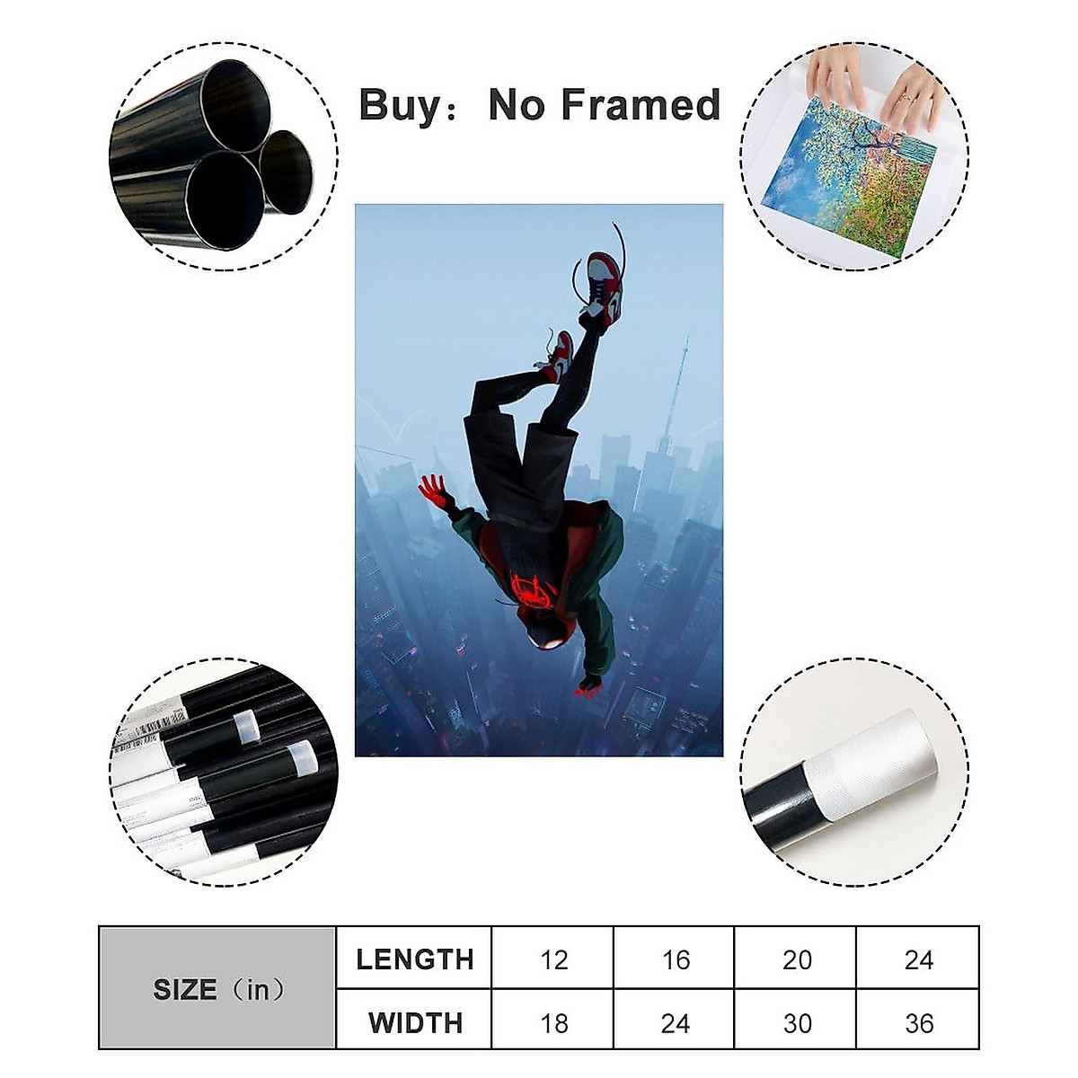 Queosmpei Miles Morales Jump Poster Canvas Wall Art Picture Print Painting for Home Wall Decor 16x24inch(40x60cm)