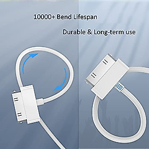 Pocxwa 1-Pack 30-Pin Charger Cable Compatible for Old iPhone 4 4S 3G 3GS, iPad 1 2 3, iPod Touch, iPod Nano USB Fast Charge & Sync Charging Cord