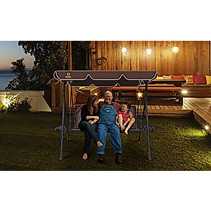 Nice C Patio Swing, Porch Swing Bench, Canopy Glider, with Adjustable Tilt, Three Seat (Brown)