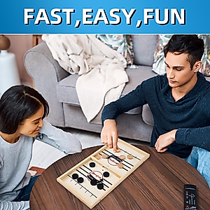 moopok Fast Sling Puck Game,Wooden Hockey Game,Super Foosball Table,Desktop Battle Parent-Child Interaction Winner Slingshot Game,Adults and Kids Family Game Toys