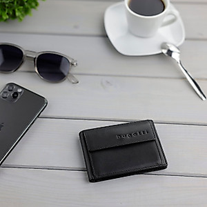 Bugatti Super Slim Mini Leather Wallet - Small Wallet with RFID Protection, Black, black
