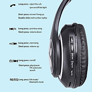 TOKANI Kids Headphones, Bluetooth Wireless Headphones for Kids Teens Adults, Over-Ear Bluetooth Headphones with Microphone, Cat Ear Headphones for Girls Women (Black)