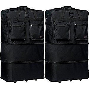 Pack of 2, 36" Expandable Wheeled Bags Rolling Duffel Spinner Luggage