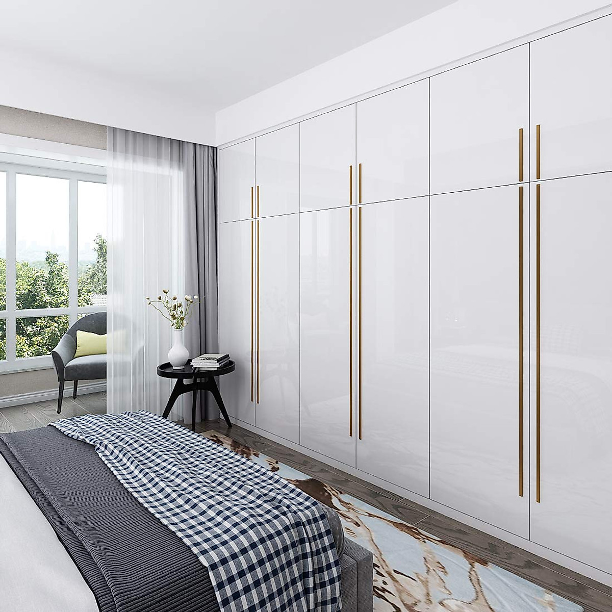 Yenhome Glossy White Adhesive Vinyl Cabinet Liner 24" x 118" Waterproof Self Adhesive Drawer and Shelf Liner for Kitchen Cabinets Removable Peel and Stick Wallpaper for Furniture Wardrobe Renew