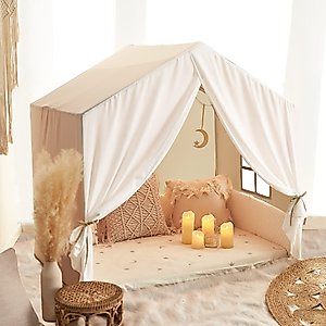 Large Kids Tent, Play Tent with Banner, Light and Padded Mat, Kids Play Tent, Mushroom Tent, Kids Playhouse for Kids Aged 3+, Play House for Toddlers, Easy to Assemble and Wash, 52" x 35" x 51"