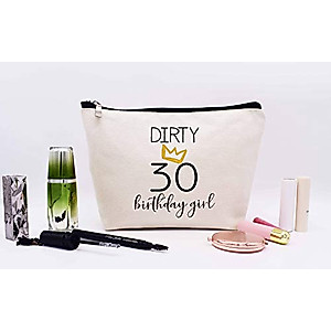 LIBIHUA Dirty 30 Birthday Girl - Funny 30th Birthday Gift for Women,Her,Sister,Daughter,Best Friend,Coworker - Turning Thirty Gift - 30 Years Old Gift - Makeup Bag Cosmetic Bag Travel Pouch Gift