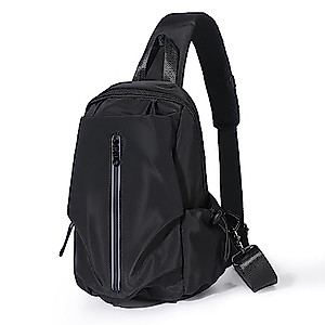 KEYEMP Small Sling Crossbody Bag Backpack Waterproof Lightweight Shoulder Travel Hiking Chest Bags with USB Charging Port for Men Women, Black