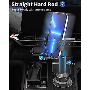 OQTIQ Cup Holder Phone Mount for Car No Shaking Cup Phone Holder for Car Sturdy & Adjustable Cell Phone Holder Mount for Truck, SUV Quick Extension Long Arm for iPhone, Samsung, Nokia, LG, Smartphones