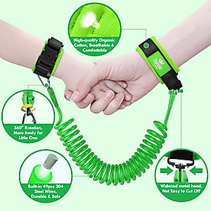 4 in 1 Toddler Harness Leash for Walking+Baby Anti Lost Wrist Link, Cute Dinosaur Child Safety Harness, Walking Wristband Assistant Strap Belt for Toddlers, Babies & Kids (Green)