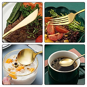 Zalaxt Gold Silverware Set, 24-Piece Stainless Steel Flatware, Flatware Set for 6, Knife Fork Spoon, Home Dinnerware Tableware Set for 6, Cutlery Set, Include Knives/Forks/Spoons