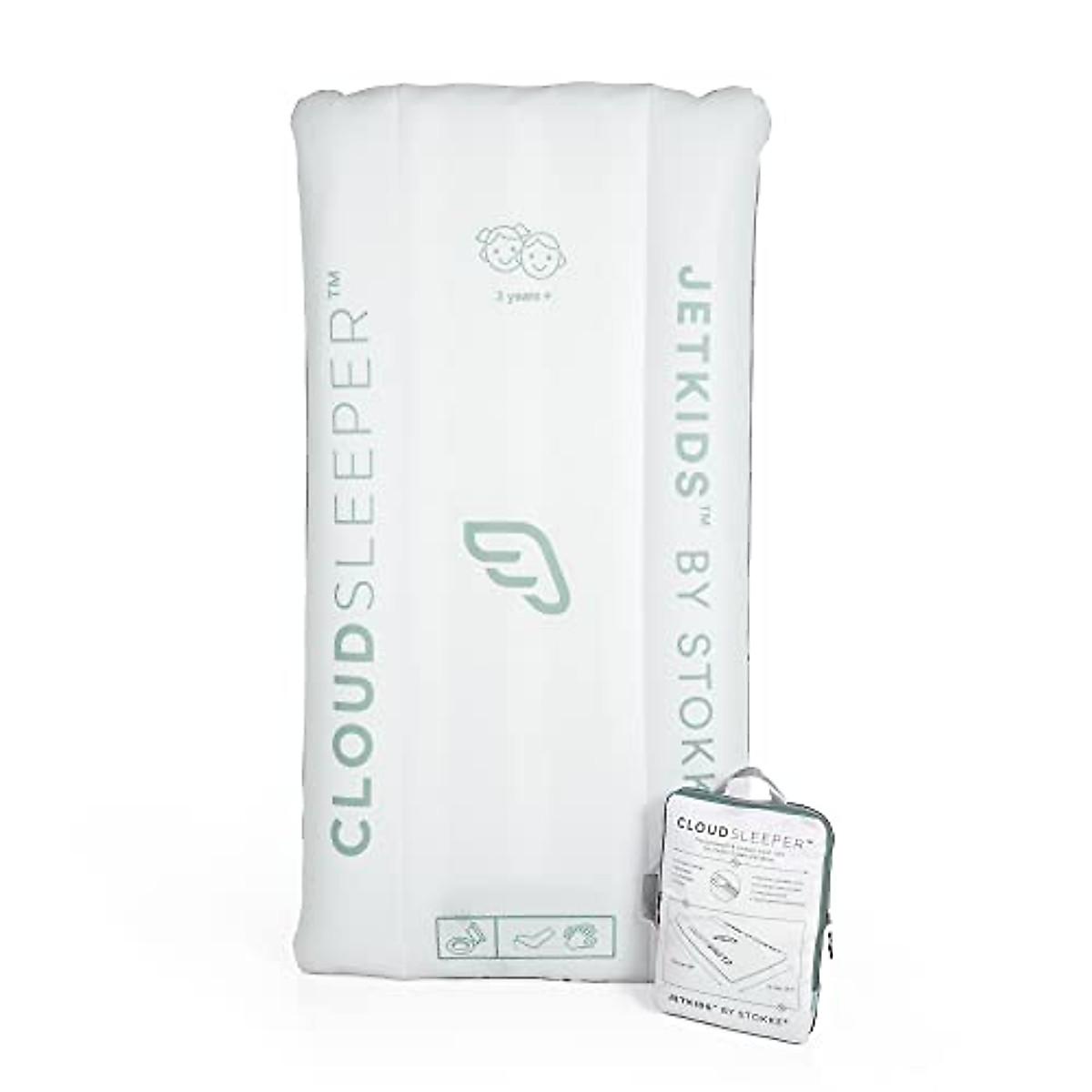 JetKids by Stokke CloudSleeper - Kids Inflatable Travel Bed - with Integrated Pump, Breathable Mesh Cover & Full-Length Bumpers to Keep Your Child Safe - Easy to Clean - for Ages 3+