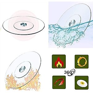 Lazy Susans Turntable Tempered Glass Lazy Susan Turntable， Round Clear Serving Plate Rotating Stand Kitchen Dining Table Tray Tabletop Organizer Spices Storage Holder (Size : 60cm/23.6)