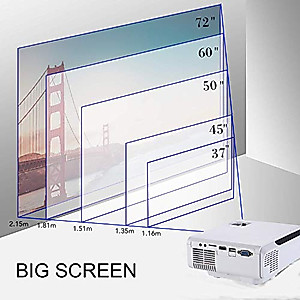 Nuprojector Home Theater Projector Portable - Full HD HDMI VGA LED Supports 1080p, Native 720p 35-100" Projection Size w. Speaker, (2022 Version) (Silver)