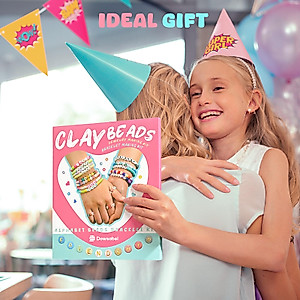 Dowsabel Friendship Bracelet Kit, 28 Colors Clay Beads Letter Beads Bracelet Making Kit, 4 Styles of Round Alphabet Beads with Number, Heart Beads for Jewelry Making, Ideal Gifts for Girls 6-13