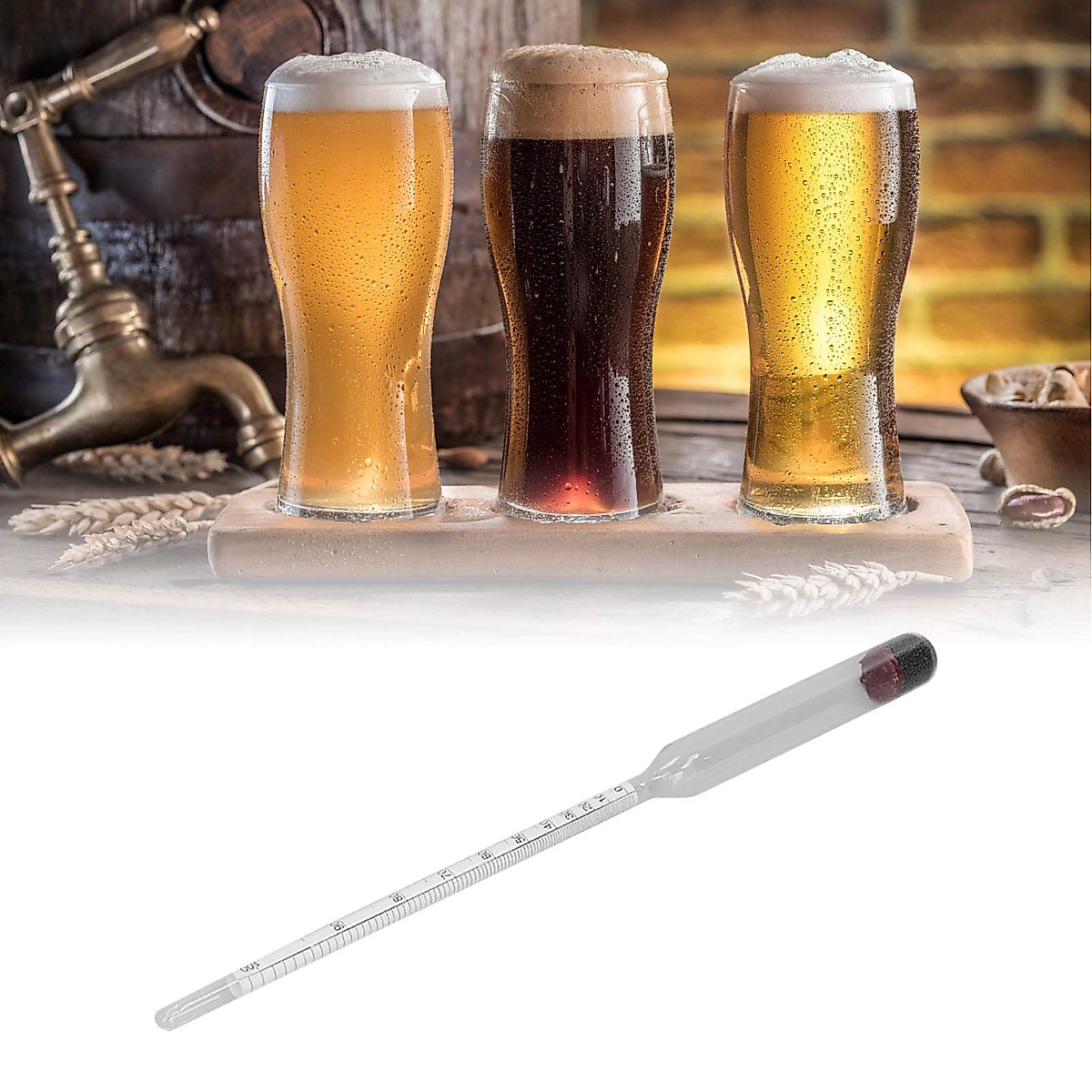 Hydrometer Tool, Glass Wide Application Beer Meter Clear Scale Durable for Home