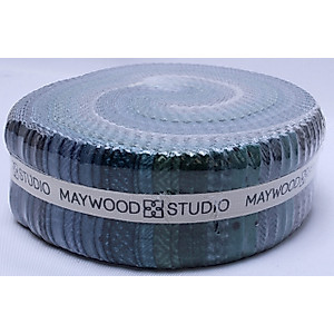 Flannel Jelly Roll Woolies Stormy Seas Flannel by Bonnie Sullivan 2.5" Strips Roll Up Fabric Bundle Cotton Precuts (M528.06)