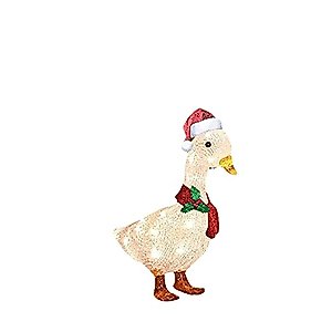 Fdrone Light Up Duck with Scarf Ground Outdoor Decoration Patio Yard Garden Plugin Christmas Decoration Solar Ground Lights 1 (A, One Size)