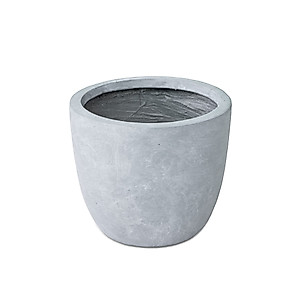 Kante RC0050B-C60611 Lightweight Concrete Modern Outdoor Round Planter, 14" x 14" x 12", Slate Gray