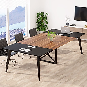 Tribesigns 8FT Conference Table, 94.5L x 47.2W inch Large Modern Meeting Table, Seminar Training Table with Grommet Holes for Office Conference Room