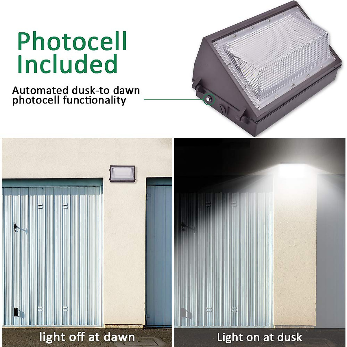 SZGMJIA 100W LED Wall Pack with Dusk to Dawn Photocell, 5000K Daylight, 13000LM, AC100-277V with ETL Listed. Commercial and Industrial Outdoor LED Security Lighting for Parking Lots