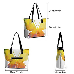 Womens Handbag Butterfly Yellow Leather Tote Bag Top Handle Satchel Bags For Lady