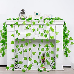 BigOtters Vines for Room Decor, 12 Pack Fake Ivy Leaves Artificial Ivy Garland Hanging Plant Vine for Bedroom Wall Wedding Decor, 90.5Ft