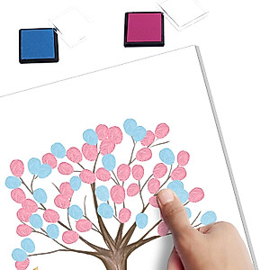 Gender Reveal Fingerprint Tree with Safari Animals, Baby Shower Guest Book Party Ideas, Gender Reveal Party Ideas, Gender Reveal Keepsake, Canvas Decoration