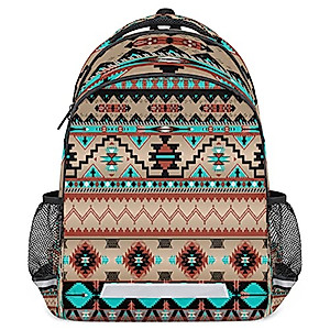 Funky Qiu Abstract Aztec Navajo Stripe Backpack for Woman Man Girls Boys Causual School Bookbag Durable Lightweight Laptop Backpack Daypack for Travel Hiking College
