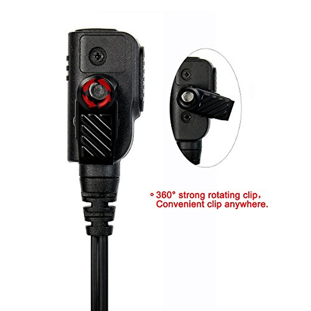 Retevis RT1 Earhook Walkie Talkie Earpiece with Mic 2 Pin, Double Cable ...