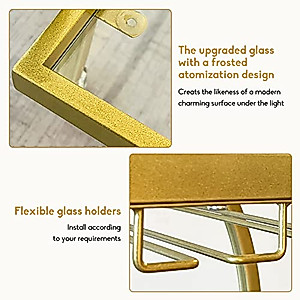 SMARTISBEAUTY Gold Bar Cart, 2-Tier Rolling Mobile Home Bar and Serving Beverage Carts with Glass Holdler, Modern Metal Wine Cart with Lockable Wheels 28" W x 14" D x 31”H