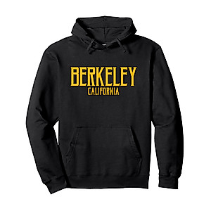 Berkeley California Text Amber Print Pullover Hoodie