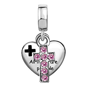 JMQJewelry 2024 Religious Cross Praying Hands Purple Pink God Family Grandma Birthday Birthstone October Christmas New Years Compatible with Pandora Charms Bracelets