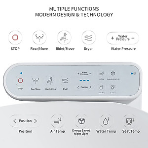 Bejoan Z1 Bidet Toilet Seat Heated Elongated Smart Toilet Seat Electronic Bidet Air Dryer, Instant Unlimited Warm Water, Feminine Wash, Rear and Front Wash, LED Light, Self-Ceaning Nozzle