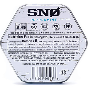 Mint Assortment KETO Xylitol Candy Chips (3-Pack) - SNØ 1.5oz Tin - Sugar-Free Candy With Only 2 Ingredients | Low Carbs, Diabetic-Friendly, Non-GMO, Vegan, GF & Kosher | Purest candy in the world!