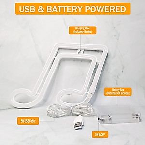 VIFULIN Music Note Neon Signs Blue LED Neon Light USB or Battery Operated Music Note LED Neon Light Signs Tik Tok LED Night Light for Bedroom Wall Decor Living Room Bar Party Wedding Christmas(Blue)