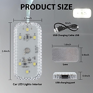 LivTee 2PCS Wireless Small Car LED Lights Interior, USB Rechargeable Car Interior Led Night Light for Car Decor, Car Accessories for Men and Woman (White)