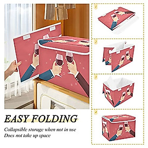 RunningBear Party Celebration Large Storage Bins with Lid Collapsible Storage Bin Shelves Basket Towel Storage for Closet Shelf Car