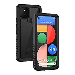 Lanhiem Pixel 4a 5G Case, IP68 Waterproof Dustproof Case [NOT Fit 4G Version] with Built-in Screen Protector, Full Body Protective Cover for Google Pixel 4a 5G Only, Black/Clear