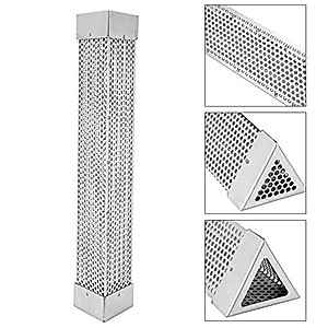 BORDSTRACT 12in BBQ Smoker Tube, Large 304 Stainless Steel Outdoor Barbecue Smoker, Charcoal Smoking Box Barbecue Tools for Any Grill or Smoker, Hot or Cold Smoking(Triangular‑Shaped 12in)