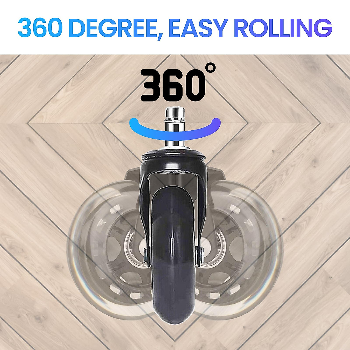 Fohfurniture - Universal Desk and Office Chair Wheels Replacement, Smooth Rolling Caster Wheels for Most Chair Types, Keeps Floors Scratch-Free, Noiseless Chair Rollers, Set of 5