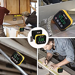 PREXISO Angle Gauge Magnetic, Angle Finder - Digital Level Electronic, Protractor Angle Cube Inclinometer for Woodworking, Table Saw, Construction, Masonry, Machinery, 0-360° Bright Backlit Display