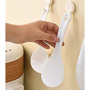 2 Pieces Plastic Rice Paddle Rice Spoon Scooper Rice Cooker Spoon Rice Scooper Rice Ladle Paddle Rice Scoop Spoon, White, 20 x 7cm