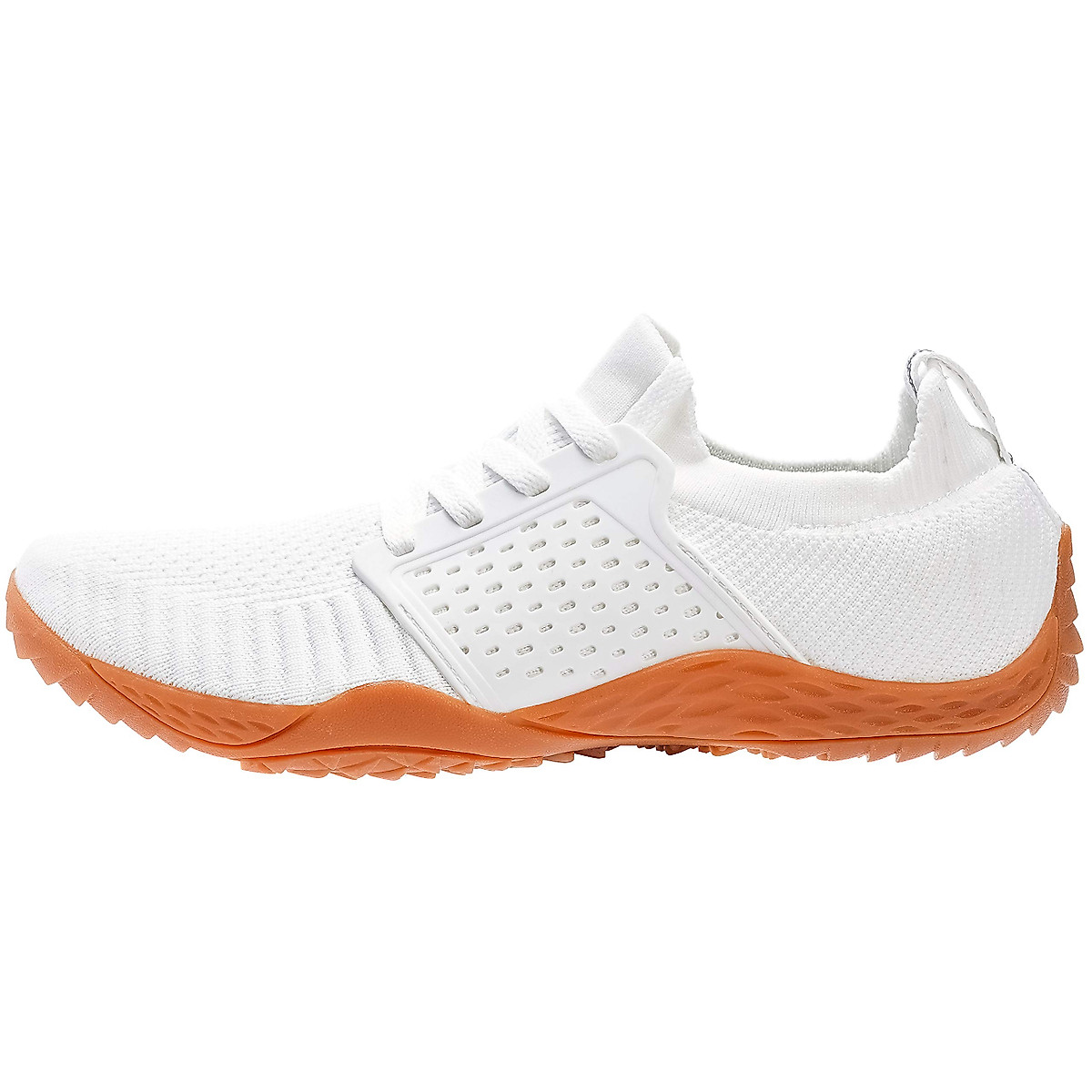 WHITIN Men's Trail Running Hiking Shoes Minimalist Barefoot 5 Five Fingers Wide Width Toe Box Size 8.5 Gym Workout Fitness Zero Drop Cross Training Male Minimus All White Gum 41